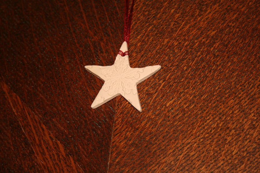 Handmade Star ceramic decoration impressed with... - Folksy