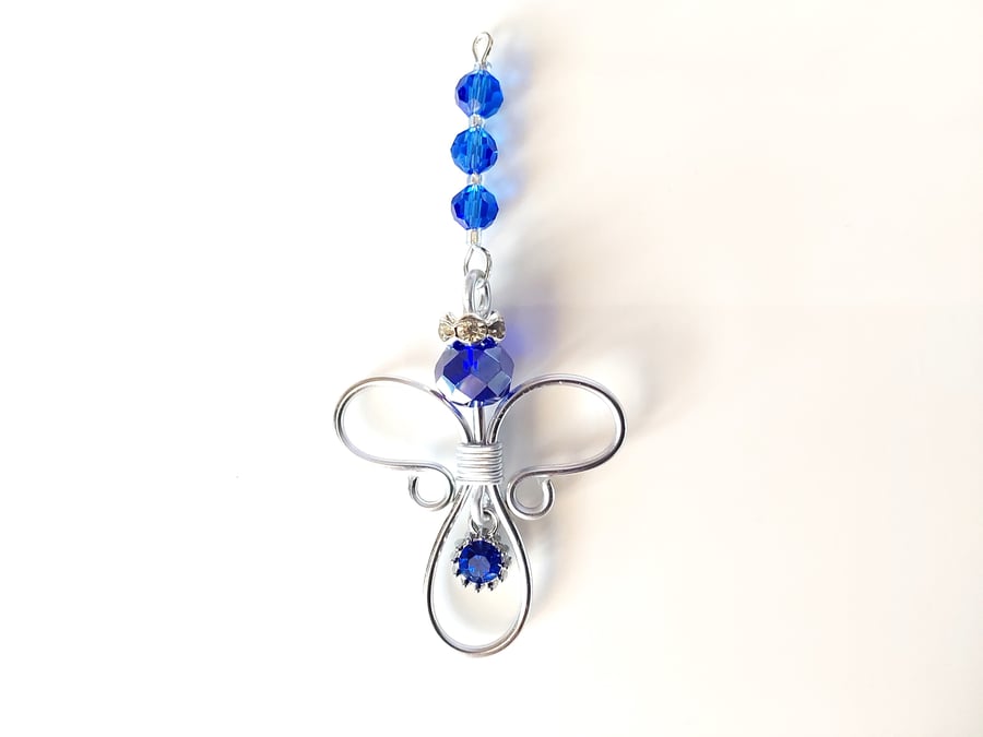 September Birthstone Angel Sapphire Blue Hangin... - Folksy
