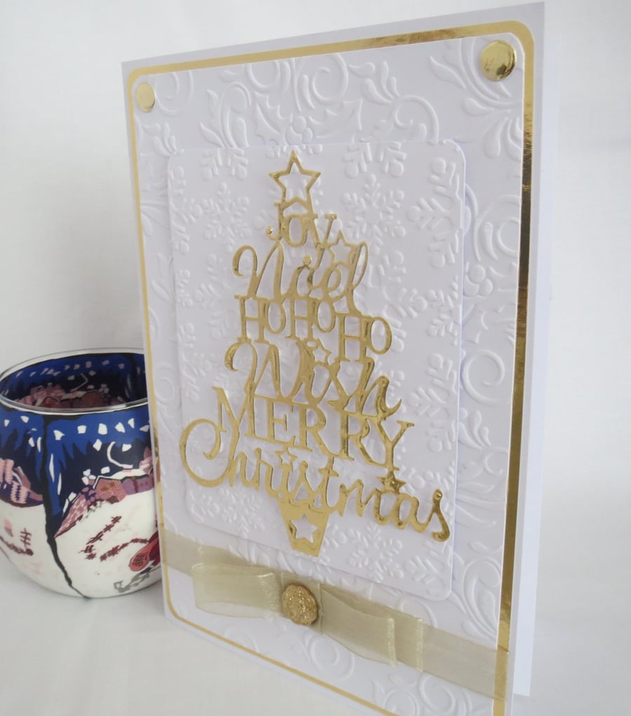 Luxury Gold Christmas tree Card - Folksy