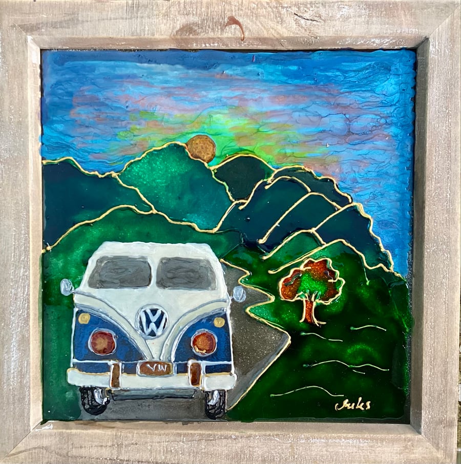 VW ‘camperVan Gogh’ hand painted art, original ... - Folksy
