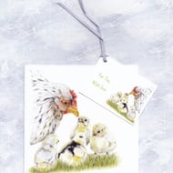Mother Hen and Chicks Card with free Gift Tag - Folksy
