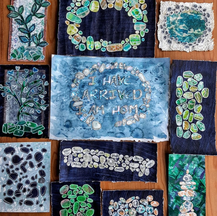 Pile of Pebbles Paper Collage - Folksy