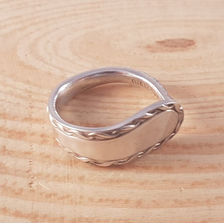 Silver Plated Upcycled Ribbon Spoon Handle Ring... - Folksy