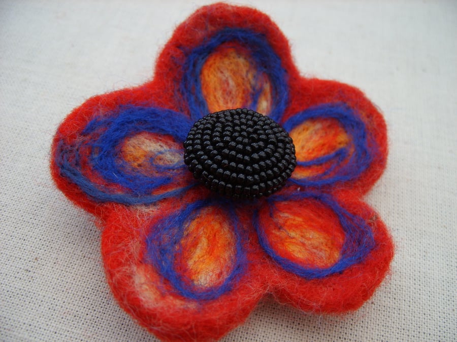 Needle Felted Poppy Corsage - Folksy