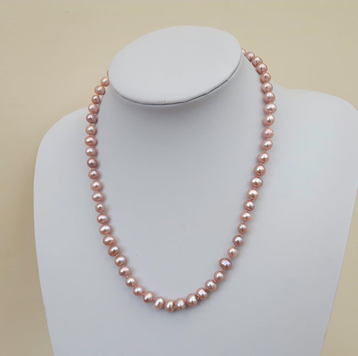 Pearl Necklace, Pale Pink, with Sterling Silver... - Folksy