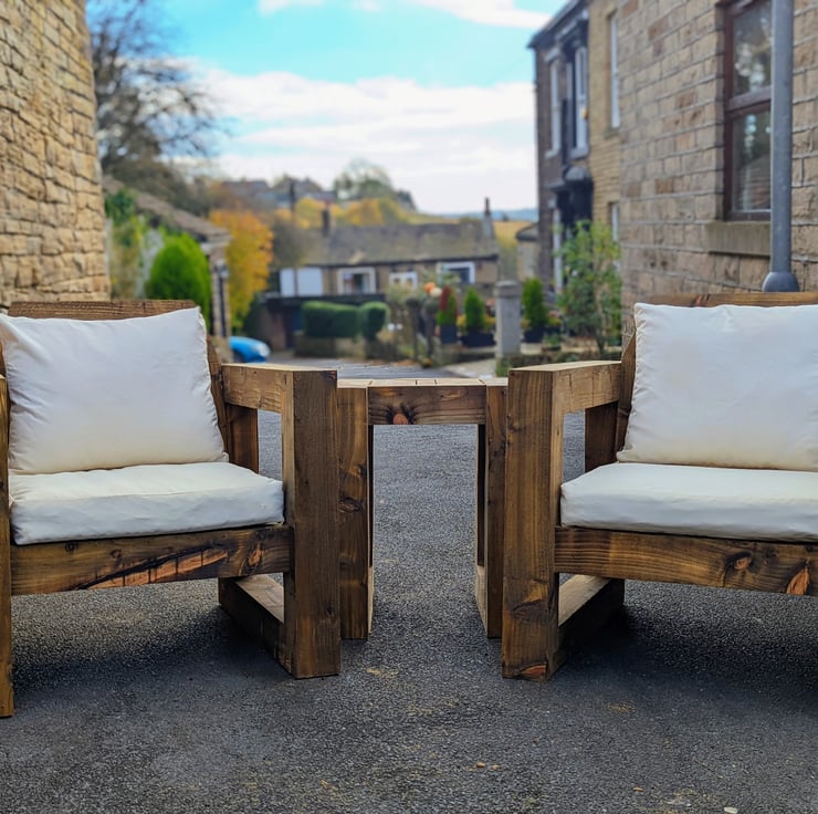 Rustic-Industrial Solid Wood Garden Chair mediu... - Folksy