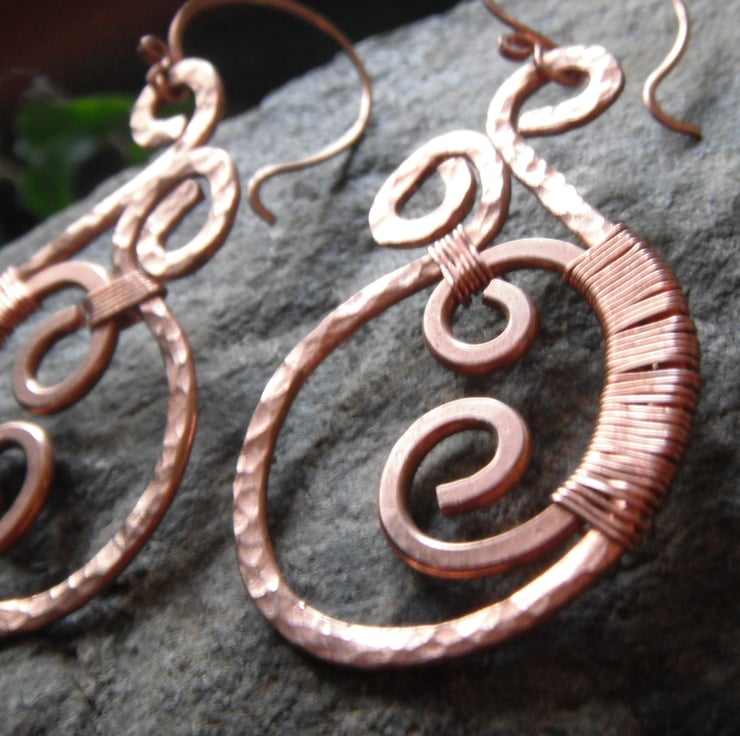 Vintage Style Double Coil Wire Wrapped Copper E... - Folksy