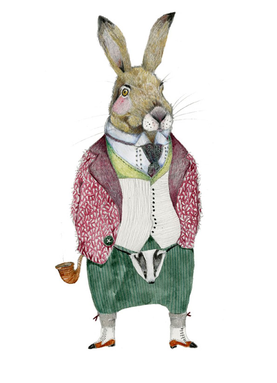 Hare print A4 Hare Giclee print - Folksy