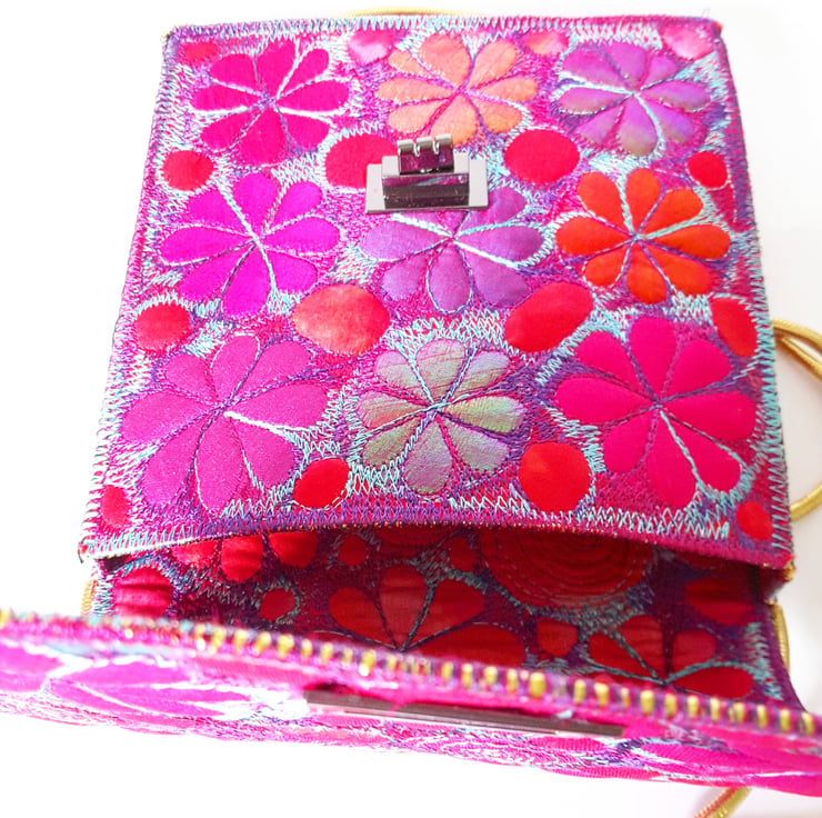 Square Textile Bag Free Machine Embroidery - Folksy