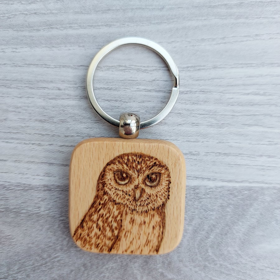 Little Owl Pyrography Wood Keyring. Ideal gift ... - Folksy