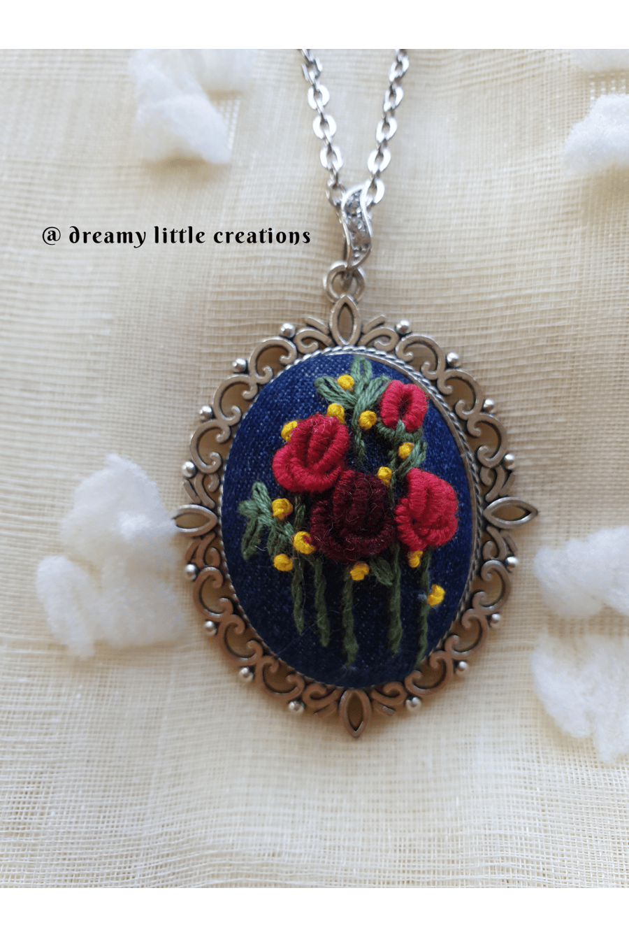 Bullion roses necklace;red rose necklace - Folksy