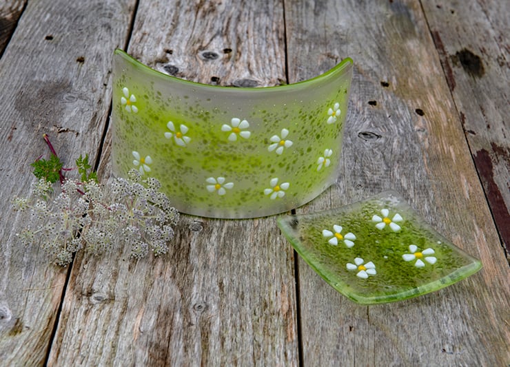 Fused Glass Daisy Flower curve - Folksy