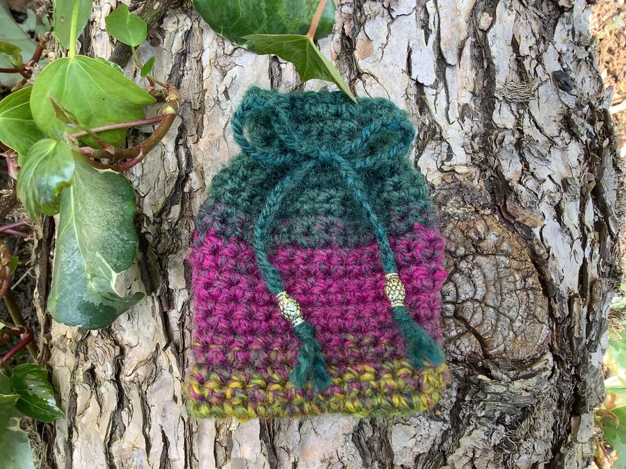 Small Crocheted Bag Pouch for Crystals Dice Run... - Folksy