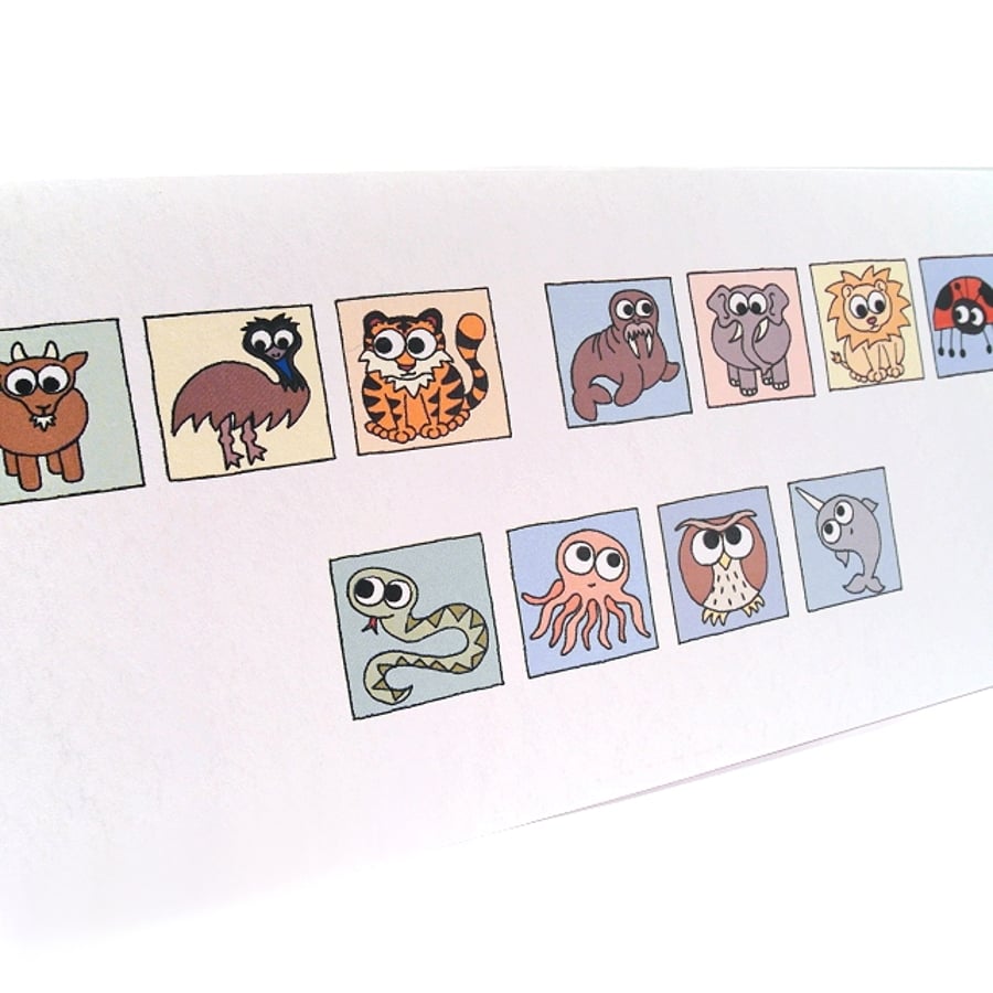Cryptic Get Well Soon Card - cute animals spell... - Folksy