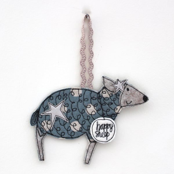 'Happy Sheep' - Hanging Decoration - Folksy