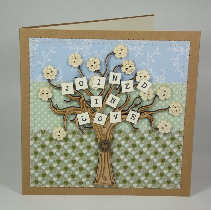 Joined In Love Wedding Day Fabric card - Folksy