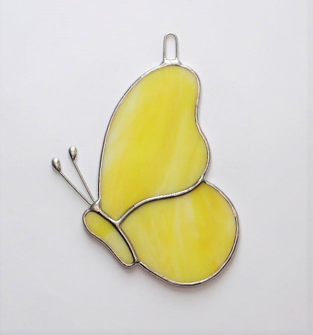 Stained Glass Butterfly in pink and white swirl... - Folksy