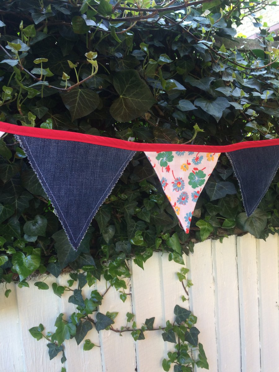 Vintage fabric bunting - Folksy