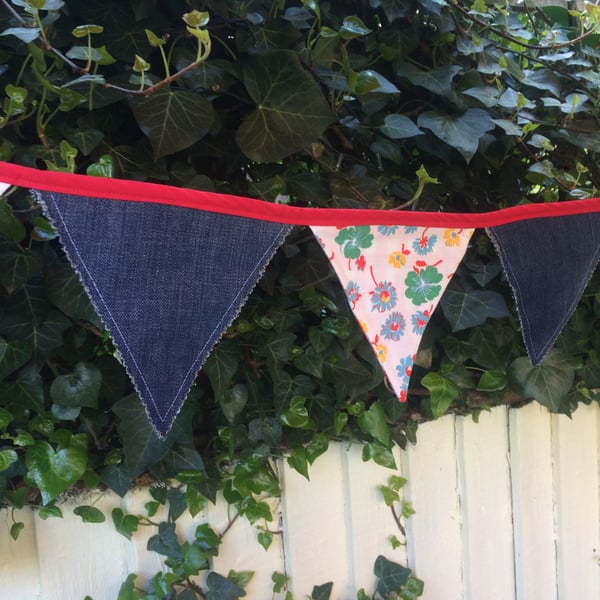 Vintage fabric bunting - Folksy
