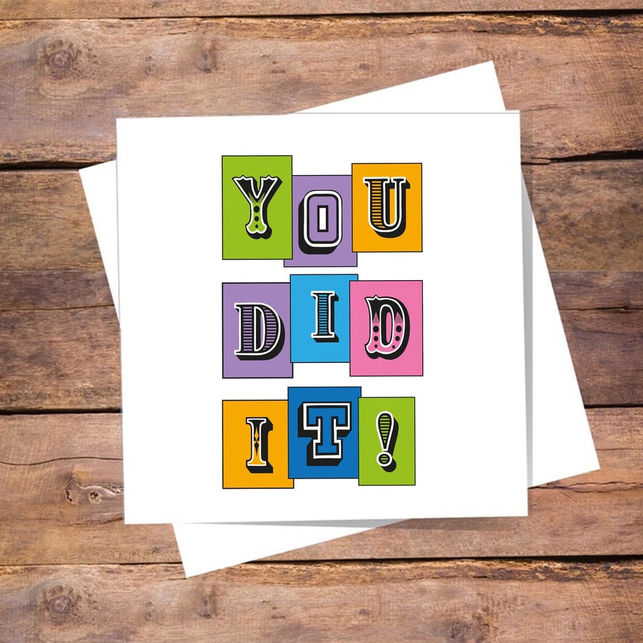 You Did It Card - Well Done, Congratulations. B... - Folksy