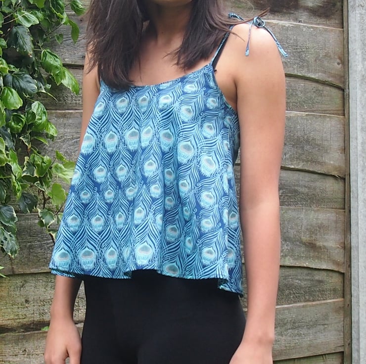 Peacock green and blue cotton sun top - Folksy