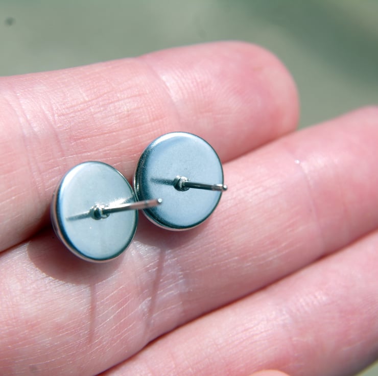minimalist stainless steel stud earrings with r... - Folksy