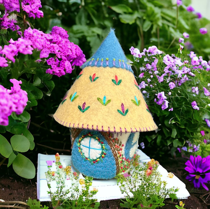 Fairy House - Embroidered Felt Cottage Home for... - Folksy