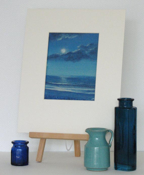Beach, ocean moon night original acrylic painti... - Folksy