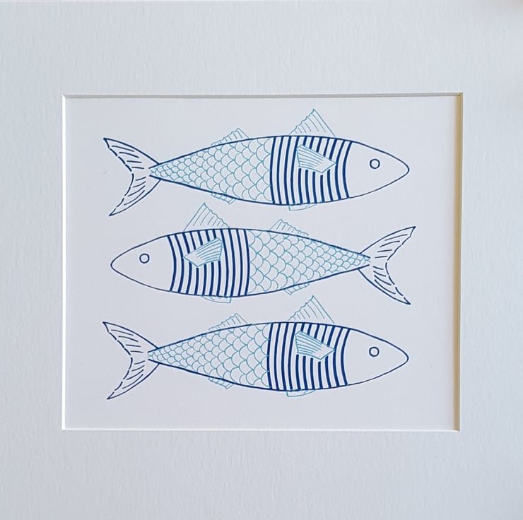 Fish in a Jumper Hand Screen Print - Folksy