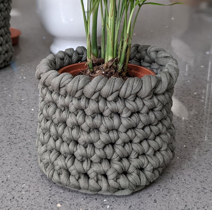 Plant pot covers set, recycled yarn, baskets, ... - Folksy