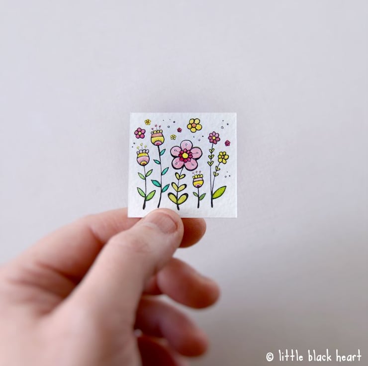spring blooms and blossom - miniature artwork - Folksy