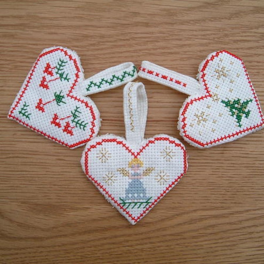 Pack of 3 Danish Cross Stitch Christmas Tree De... - Folksy
