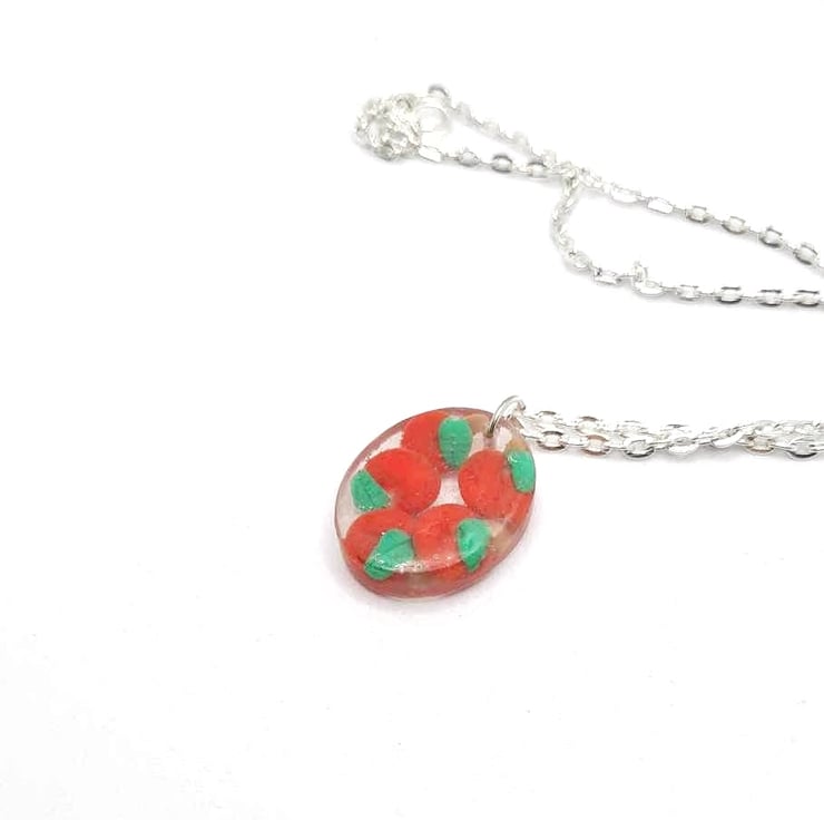 Red apple necklace, Polymer clay and resin pend... - Folksy