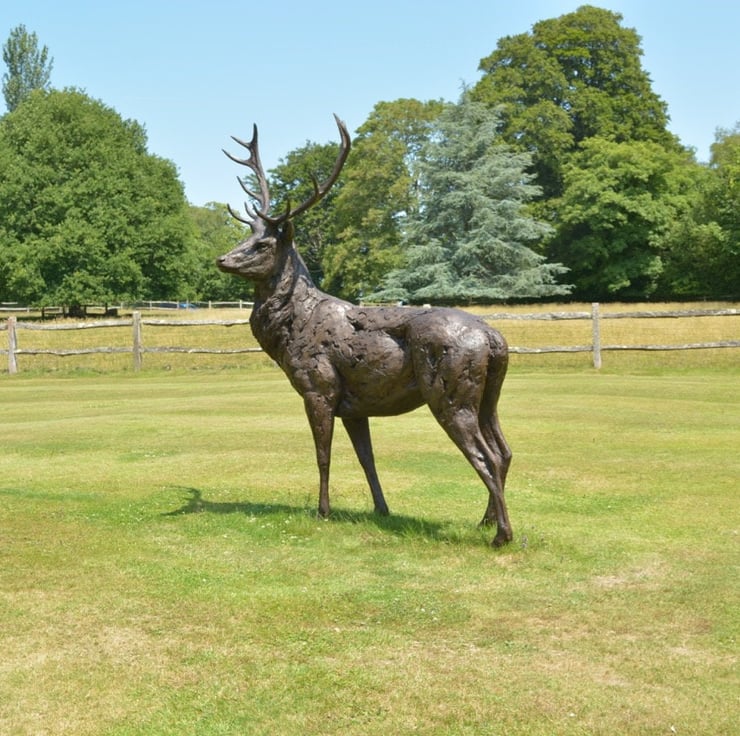 Standing Red Deer Stag Animal Statue Large Bron... - Folksy