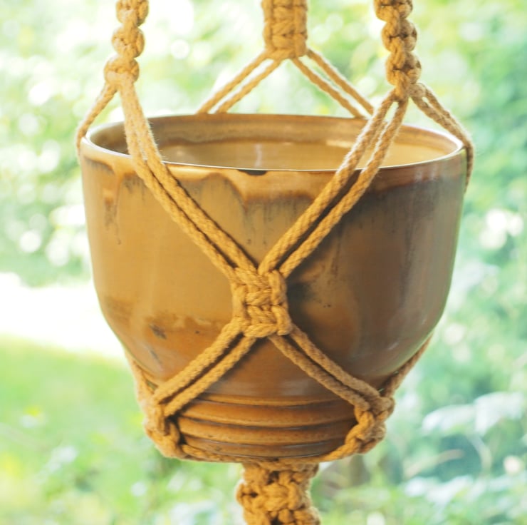 Macrame Hanger and Ceramic Bowl - Folksy
