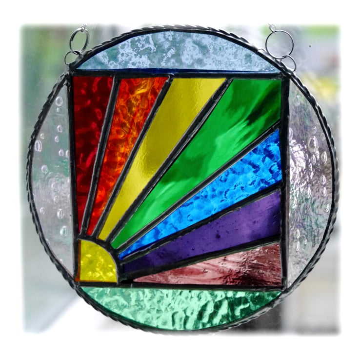 Rainbow Weather Suncatcher Stained Glass Handma... - Folksy