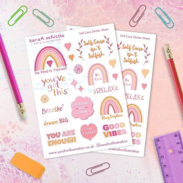 Self Care Sticker Sheet - Folksy