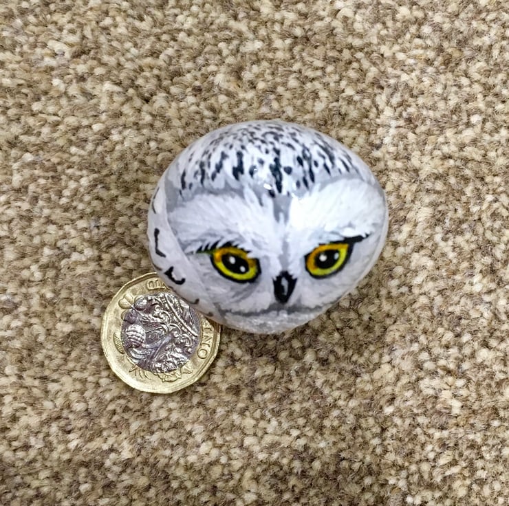 Owl painted pebble garden rock art bird wildlif... - Folksy