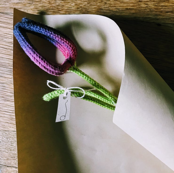 A Simple Spring Tulip - knitted, hand dyed stri... - Folksy