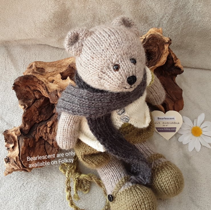 Hand knitted bear, Dressed Teddy Bear, Handmade... - Folksy