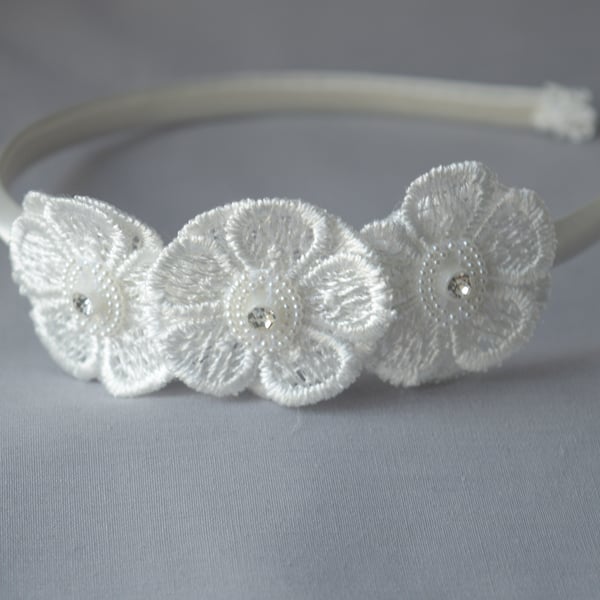 Alice band for holly communion, baptism off whi... - Folksy