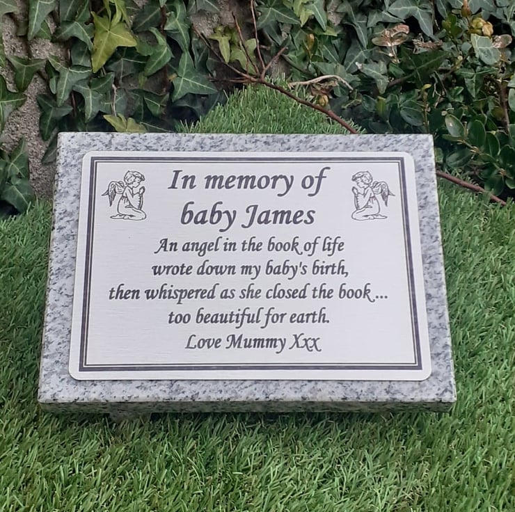 Personalised Granite Memorial Plaque Baby Grave... - Folksy