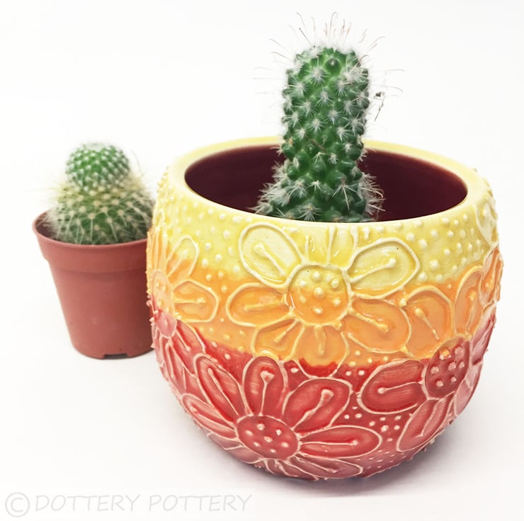 Orange ceramic pot small pottery bowl beautiful... - Folksy