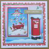 Candy Cane Carousel - 7x7" Christmas Card - Folksy