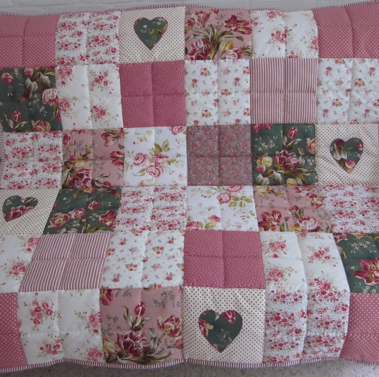 Handmade Patchwork Lap Quilt - Throw - Folksy