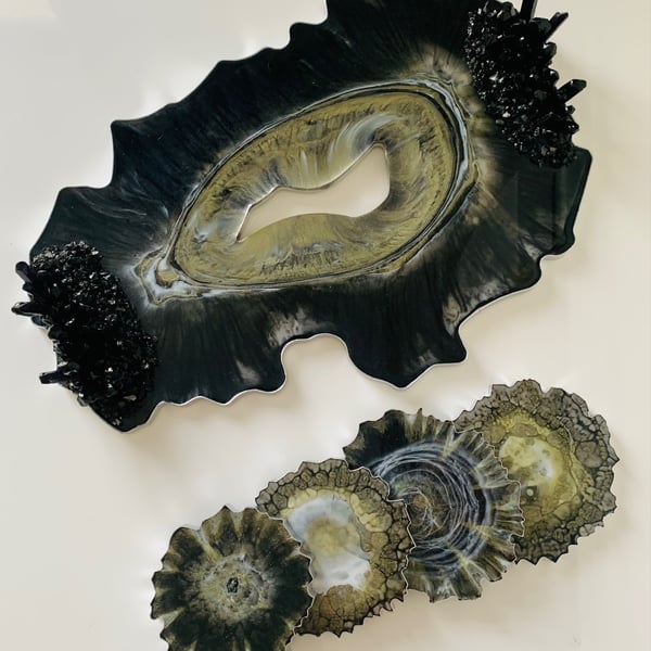 Stunning Resin Geode Serving Tray And Four Coas... - Folksy