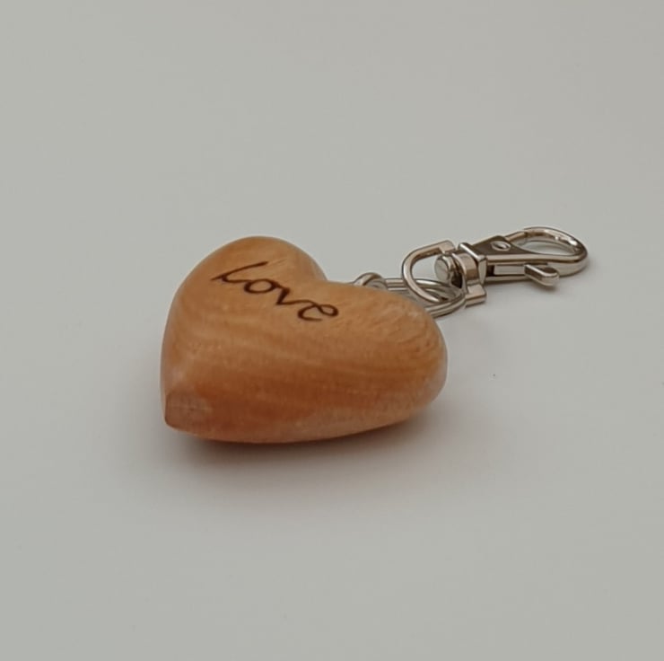 Love heart keyring handburnt using pyrography - Folksy