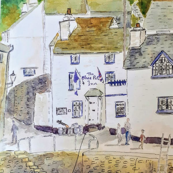 Art print Blue Peter pub, Polperro from origina... - Folksy