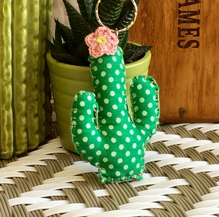 Cactus Keyring. Cacti Keychain. Fabric cactus b... - Folksy