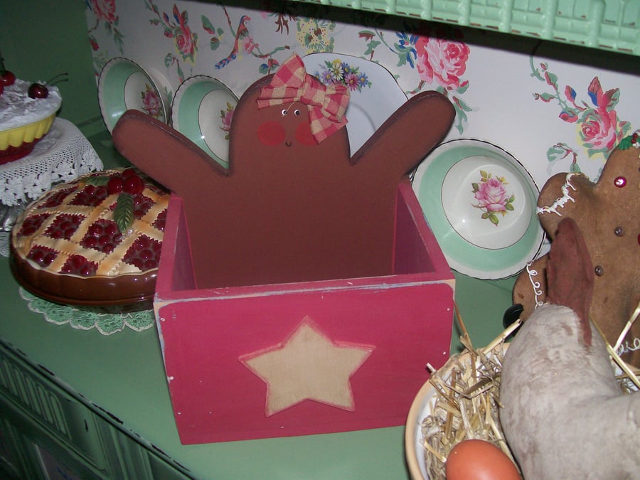 Wooden Rustic Christmas Gingerbread Storage Box - Folksy